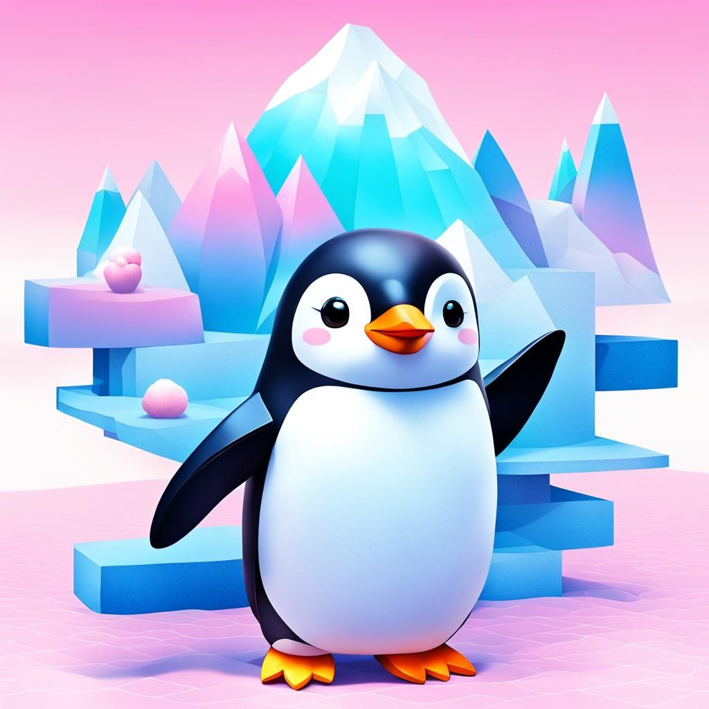 Surreal Cubist Dreamscape with a cute adorable uwu kawaii Penguin - AI ...