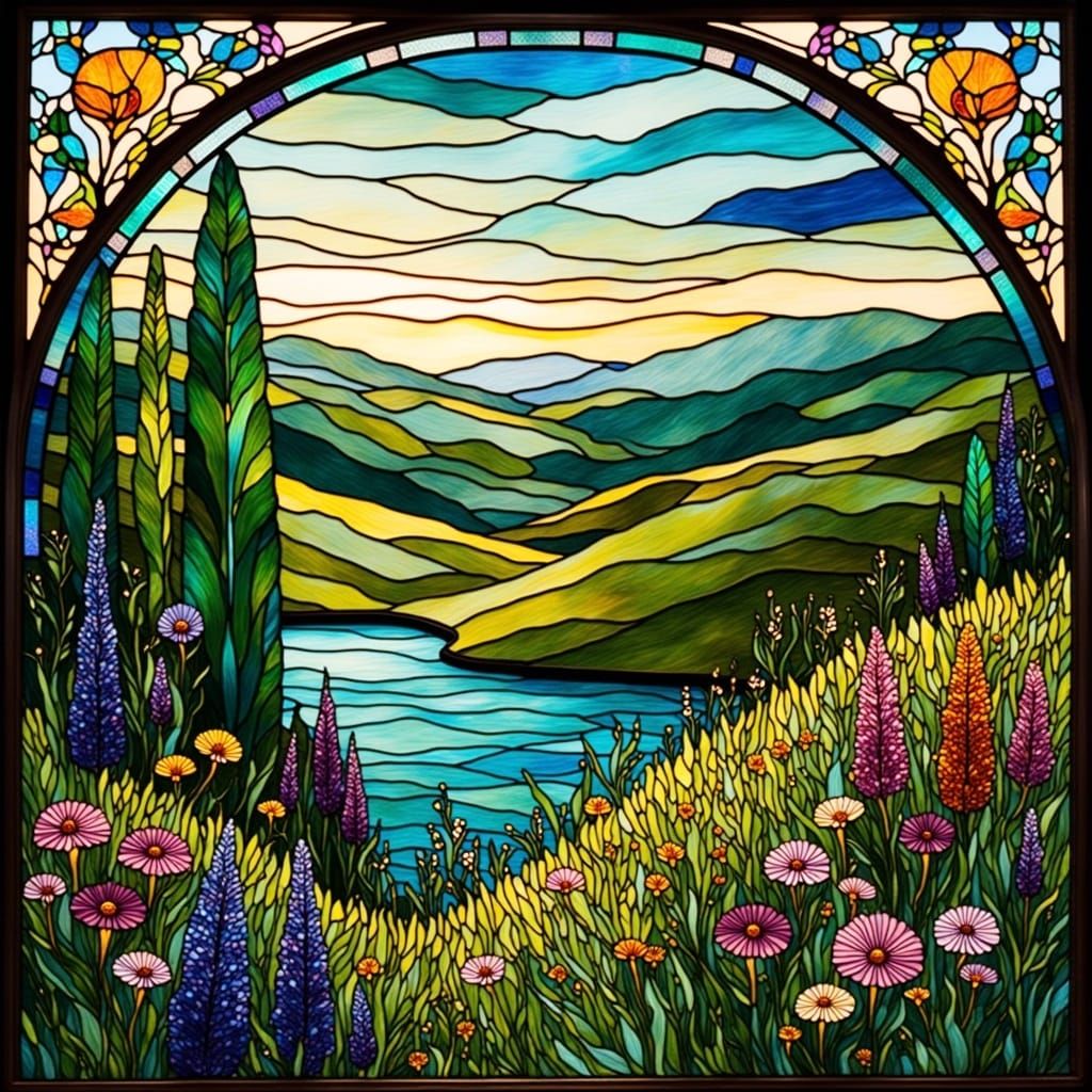 Stained Glass landscape - Stained Glass landscape