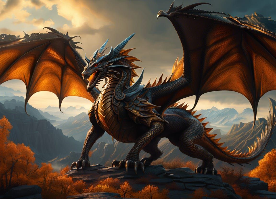 magnificent amber dragon - AI Generated Artwork - NightCafe Creator
