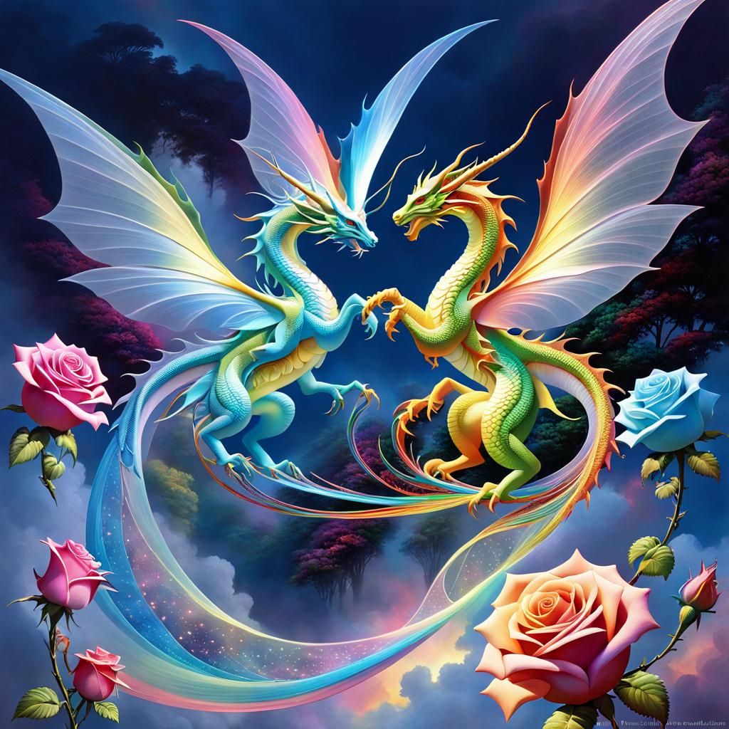 Roses and Dragons - AI Generated Artwork - NightCafe Creator