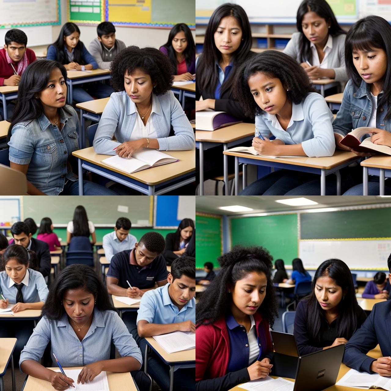 Immigrants in American classroom learning English as a second language ...