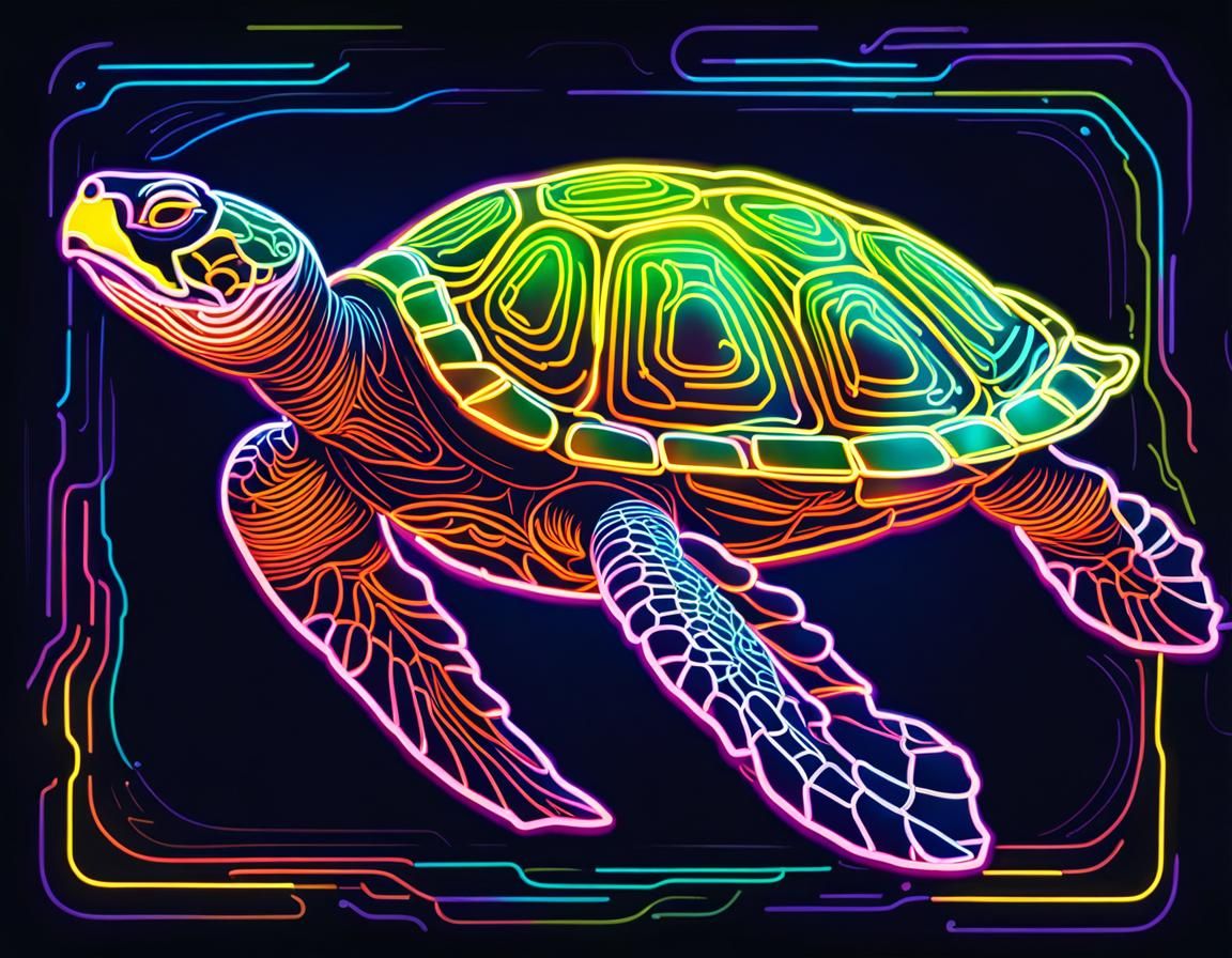 Sea Turtle (NEON lights Community Challenge) - AI Generated Artwork ...