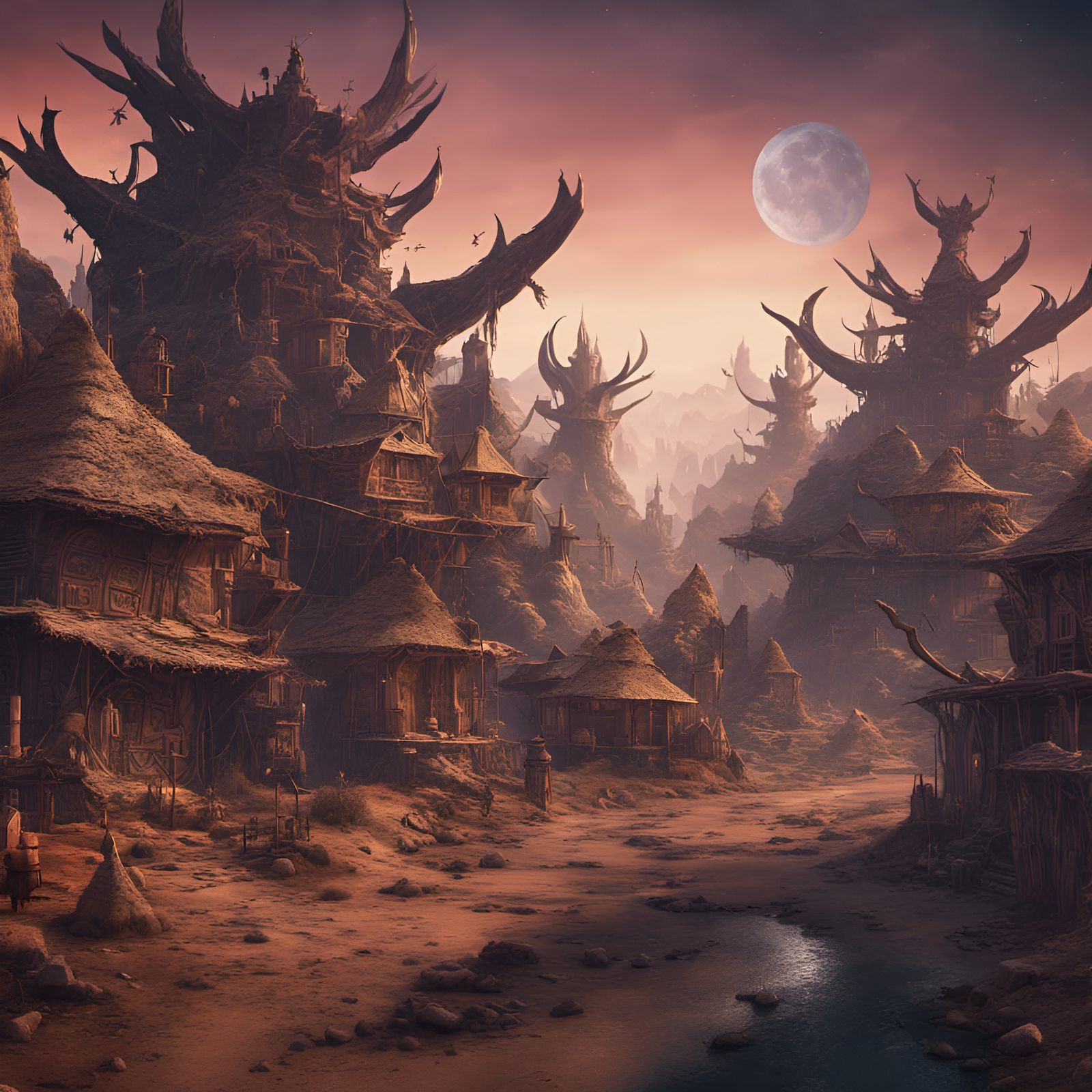 Tribal Alien Village - AI Generated Artwork - NightCafe Creator