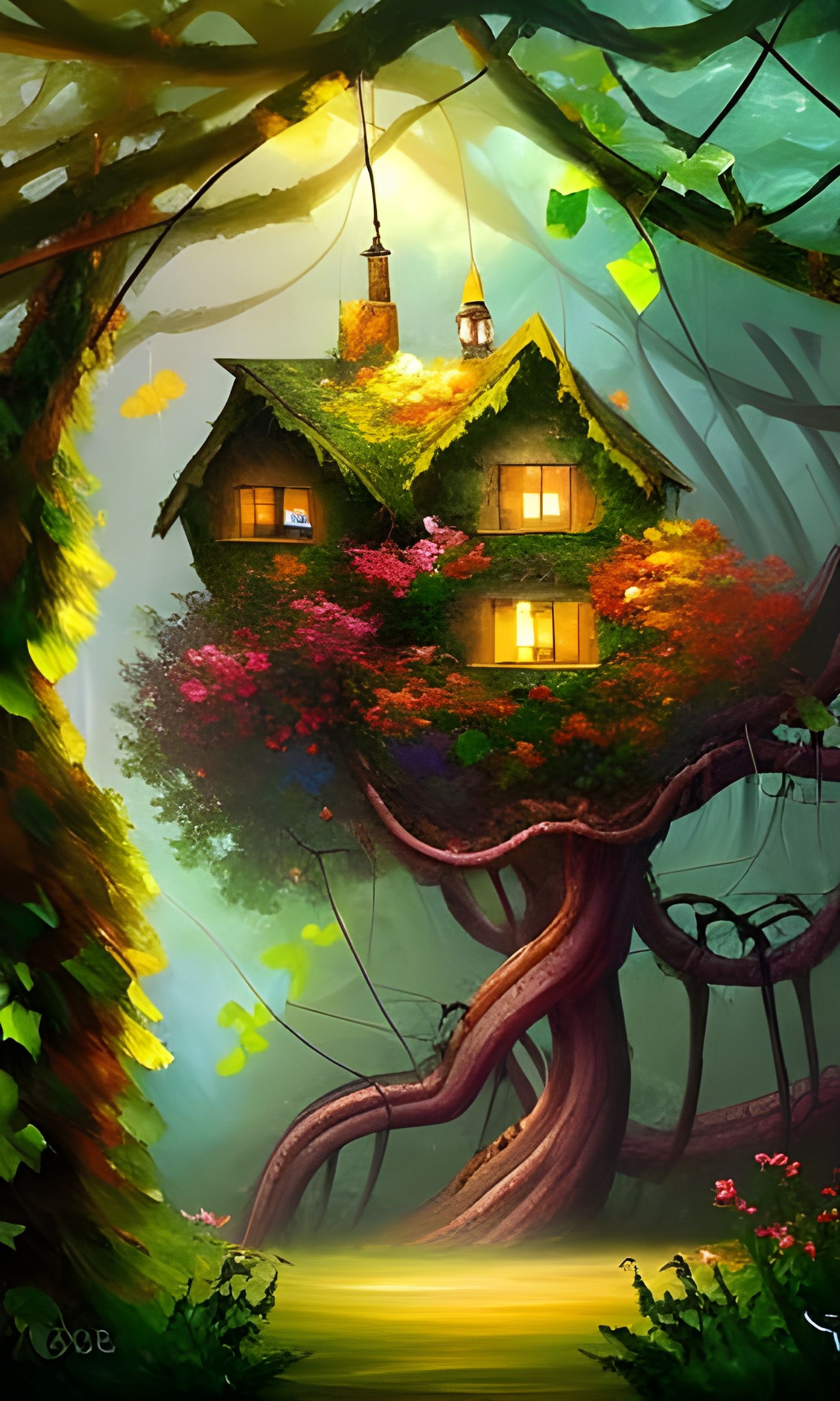 Treehouse - AI Generated Artwork - NightCafe Creator