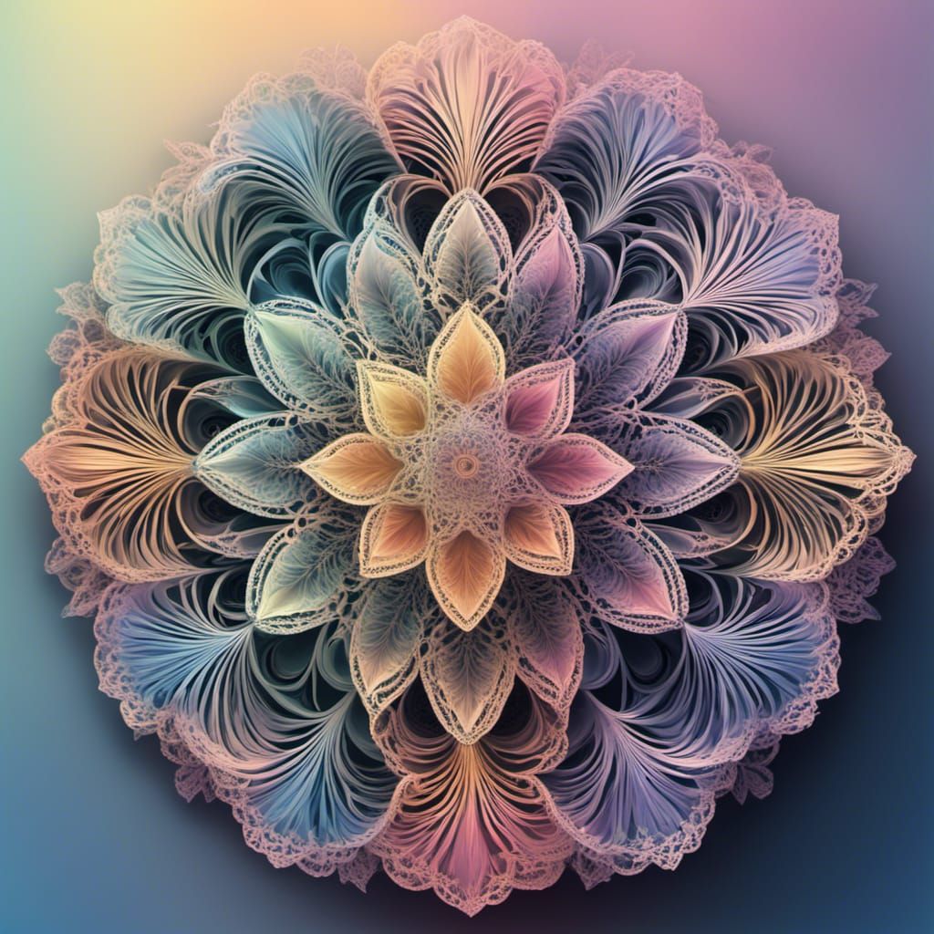 Delicate but intricate lace in pastel shades of rainbow colored flowers : r/nightcafe