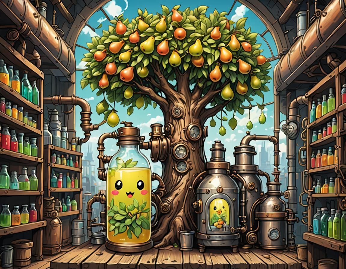 chibi juice bottle factory - AI Generated Artwork - NightCafe Creator
