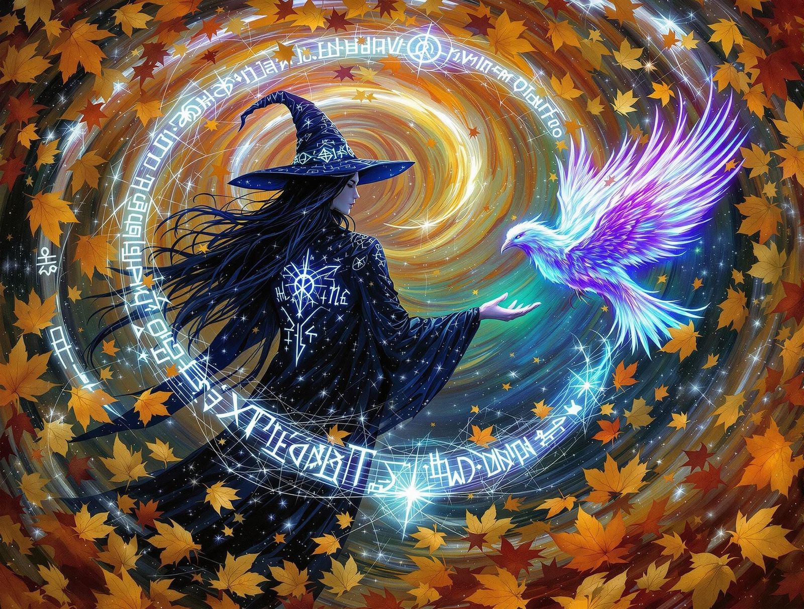 Arcane autumn flight - Whispering Witch Amidst Autumn's Rad...
