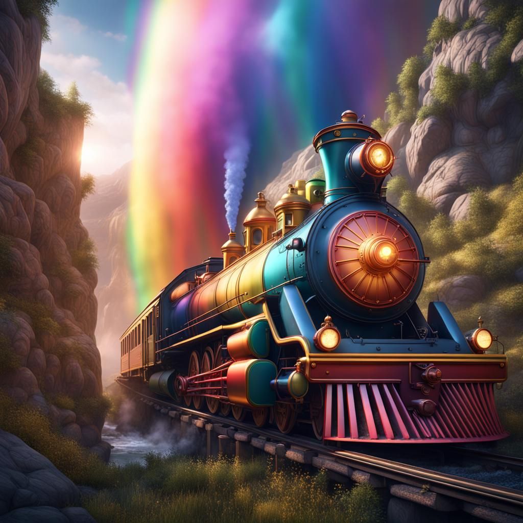 The rainbow express train - AI Generated Artwork - NightCafe Creator