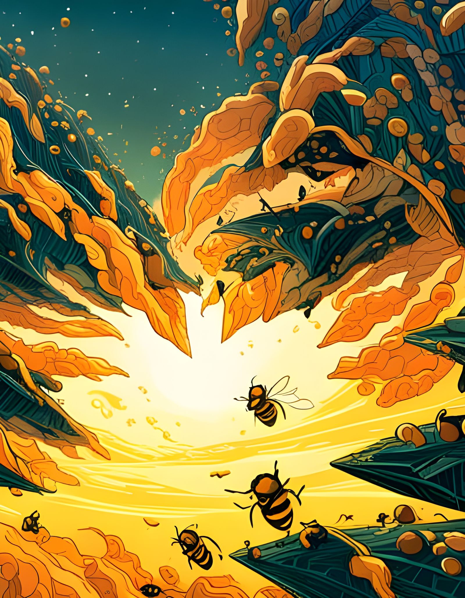 Bees in the Ever-Moving Chaos of Limbo - AI Generated Artwork ...