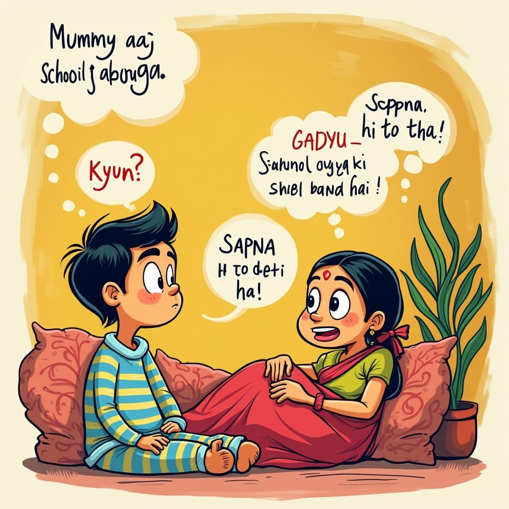 Humorous Cartoon Conversation Between Pappu and Hi... - AI Art