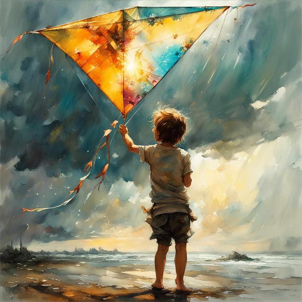 The kite boy - AI Generated Artwork - NightCafe Creator