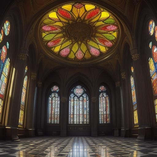 stained glass hall - Ethereal Grand Hall in Vibrant Stained ...