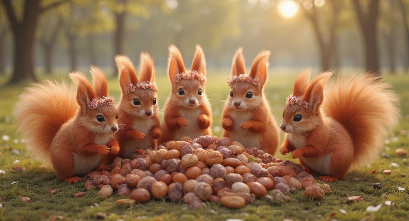The 2025 Annual Nut Convention - Whimsical Squirrels in Flor...