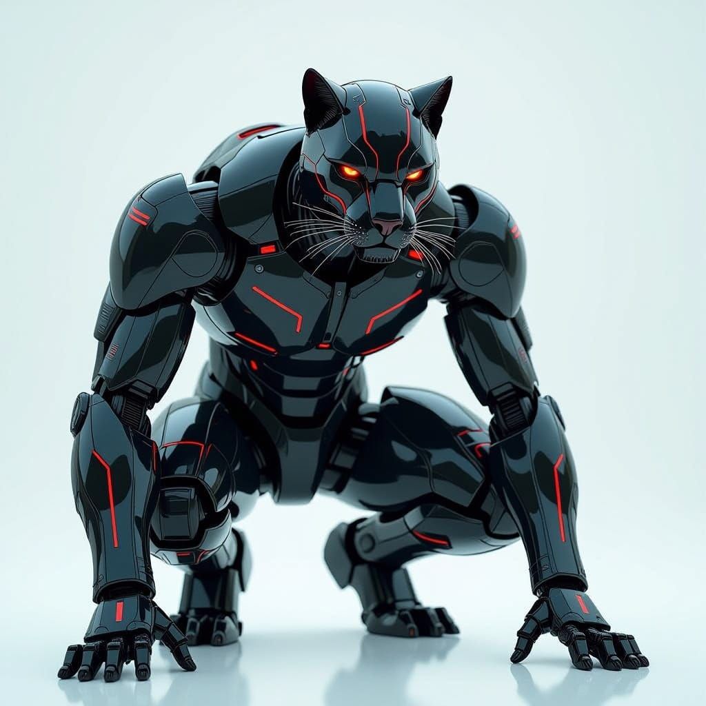 Hyper-Realistic Robot Panther in Futuristic Style - AI Art