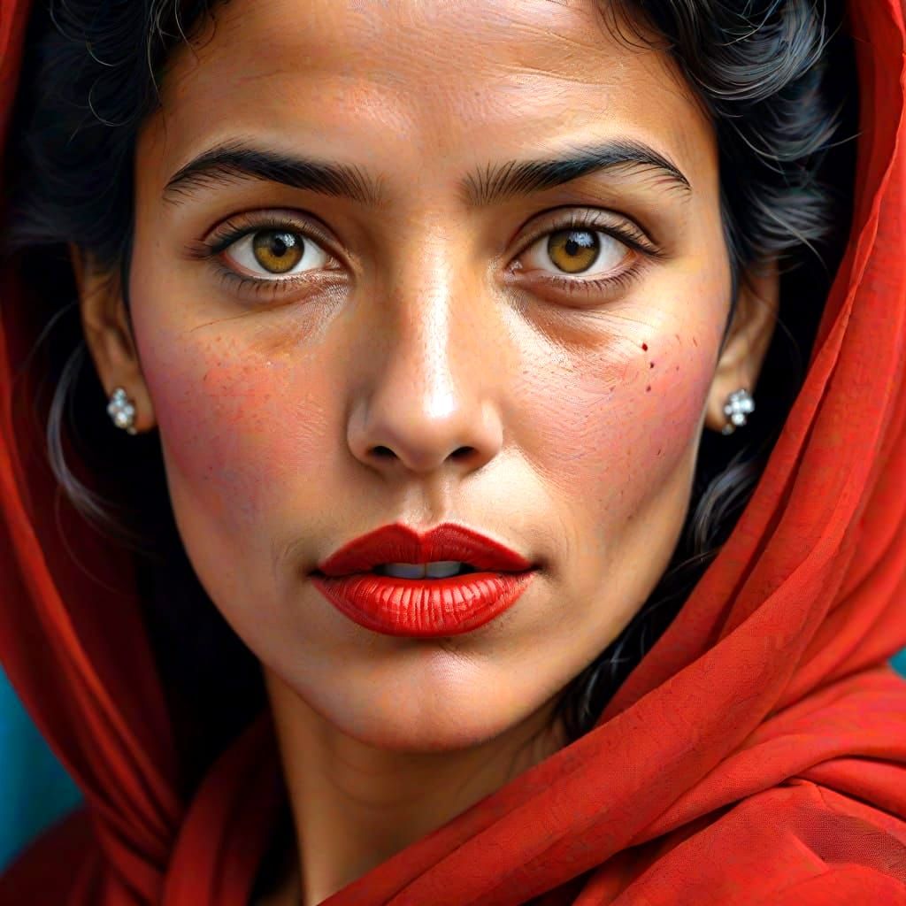 morena de labios rojos, - Morena Woman with Vibrant Red Lips