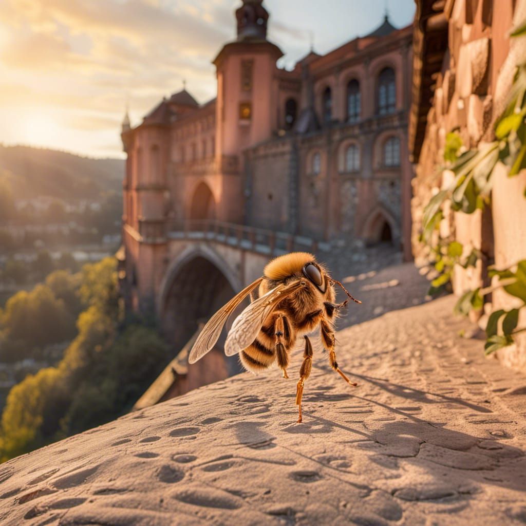 Hyper-Realistic Bee in front of a castle - AI Generated Artwork ...