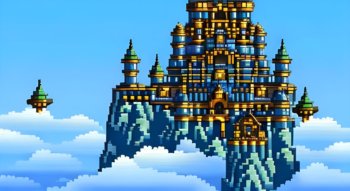 Castle in the clouds, pixelart - AI Generated Artwork - NightCafe Creator