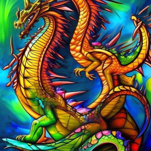 Water Color Dragons 17 - AI Generated Artwork - NightCafe Creator