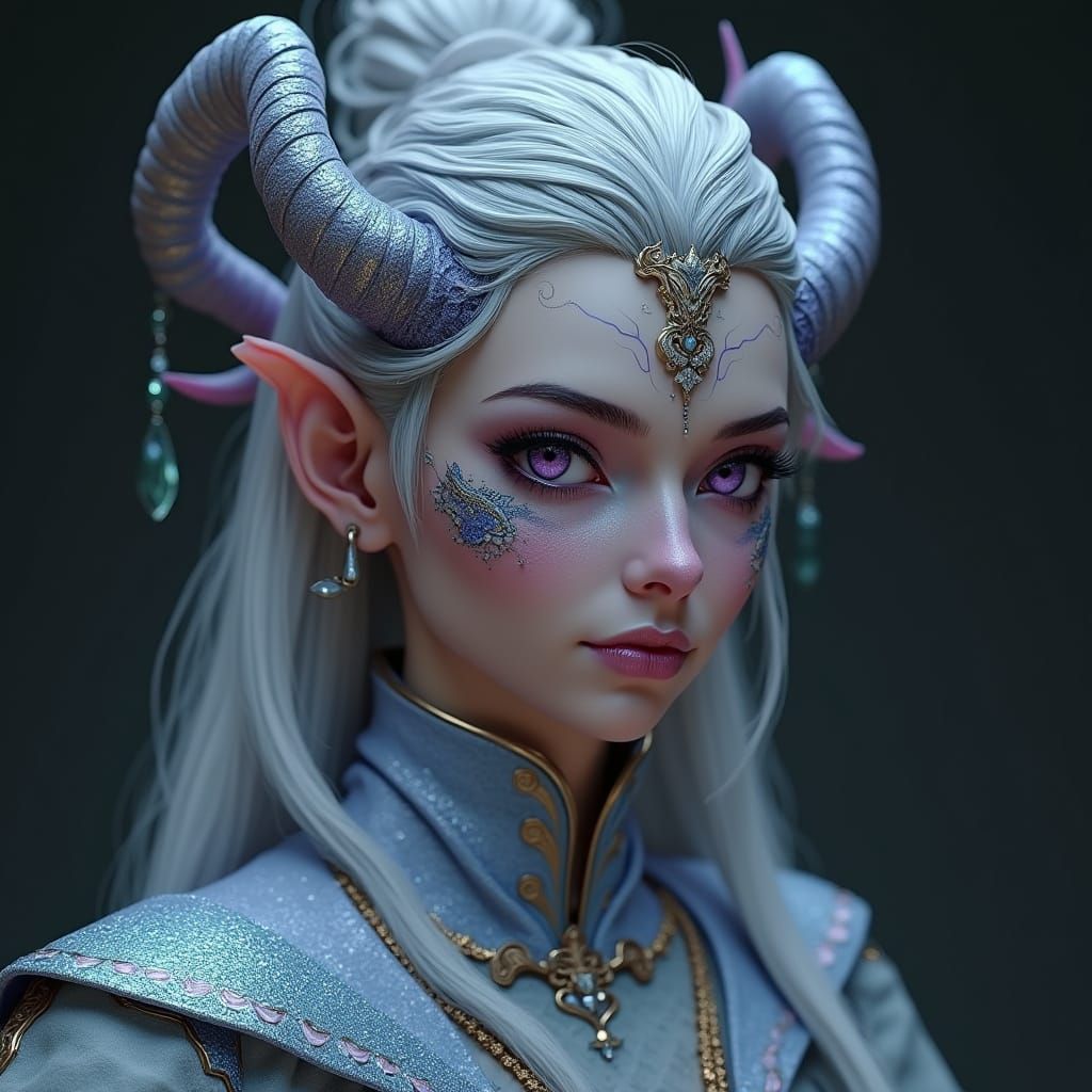 Regal Mystical Female Healer in Iridescent Armor - AI Art