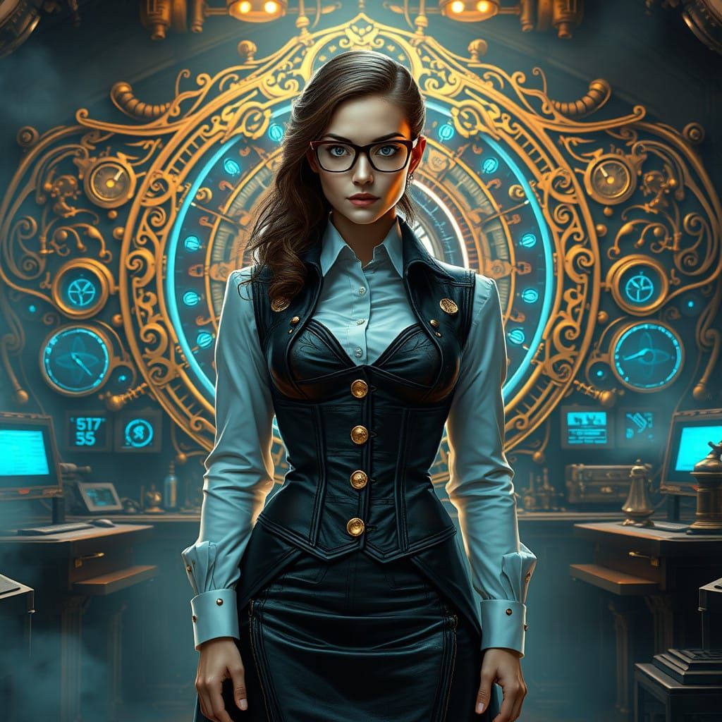 Tactician - Steampunk Tactician in Front of Industrial Sci-F...