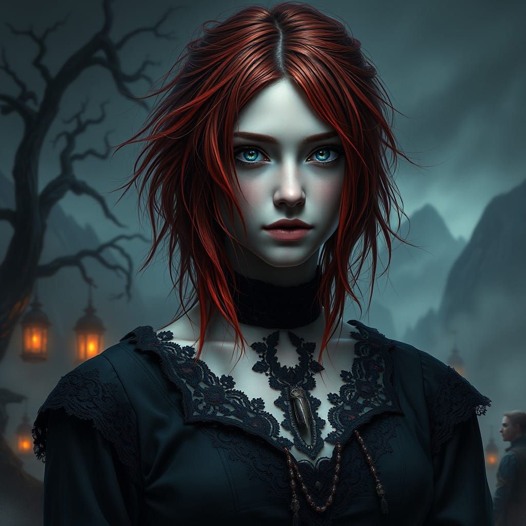 Gothic Romance Portrait of a Pale Russian Vampire ... - AI Art