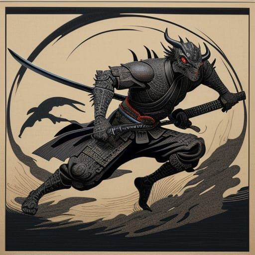 Sleek Mantis Monster Bone Katana in Dark Japanese ... - AI Art