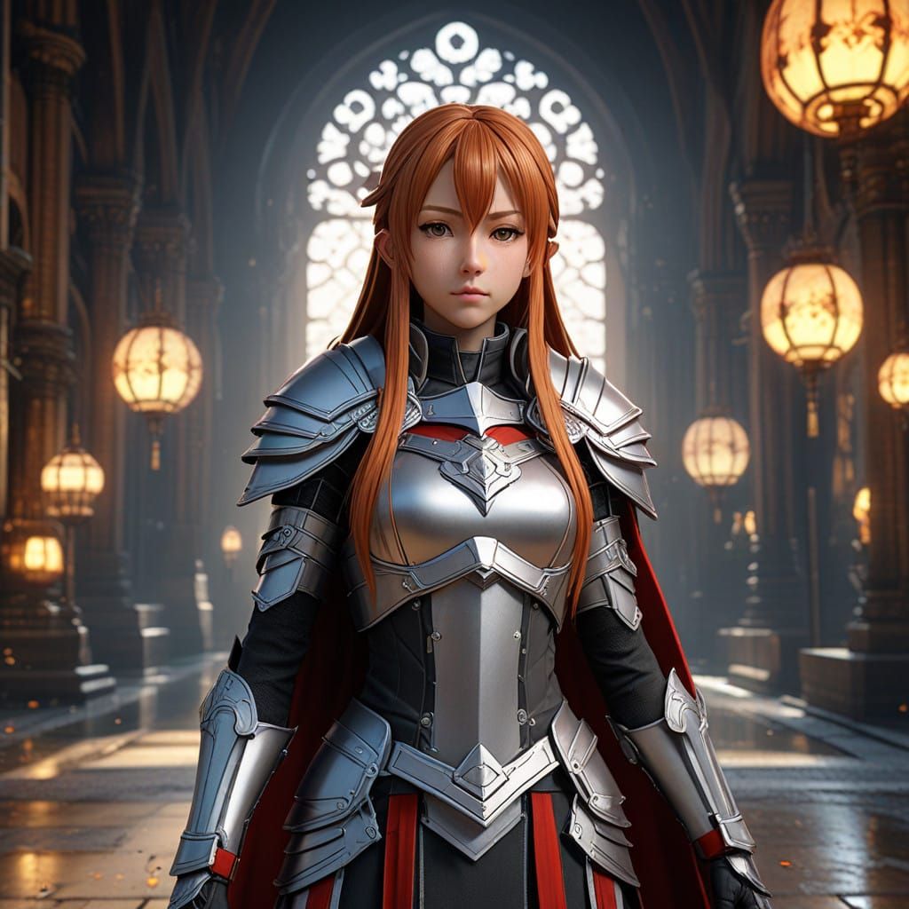 Asuna in Knights of the Blood Oath Uniform, Heroic... - AI Art