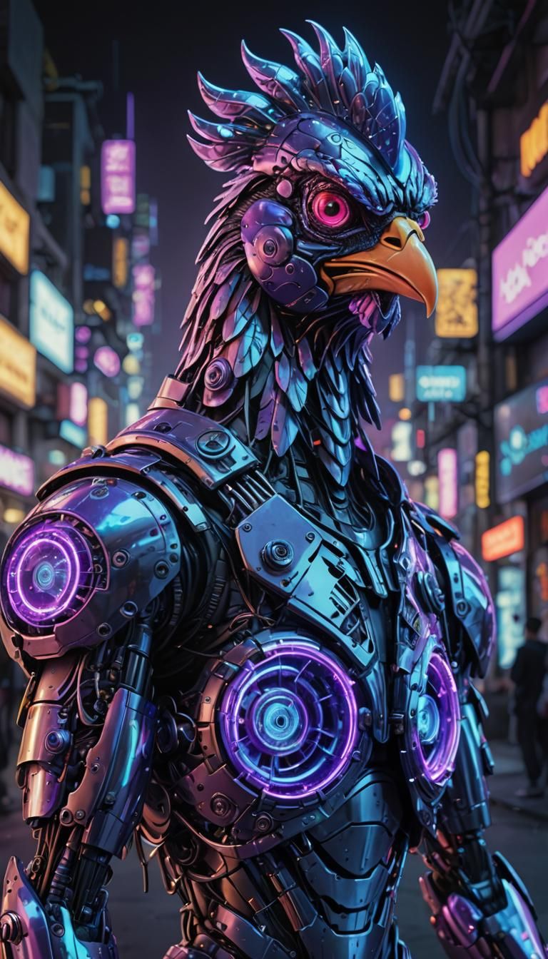 Cyberpunk Chicken - AI Generated Artwork - NightCafe Creator