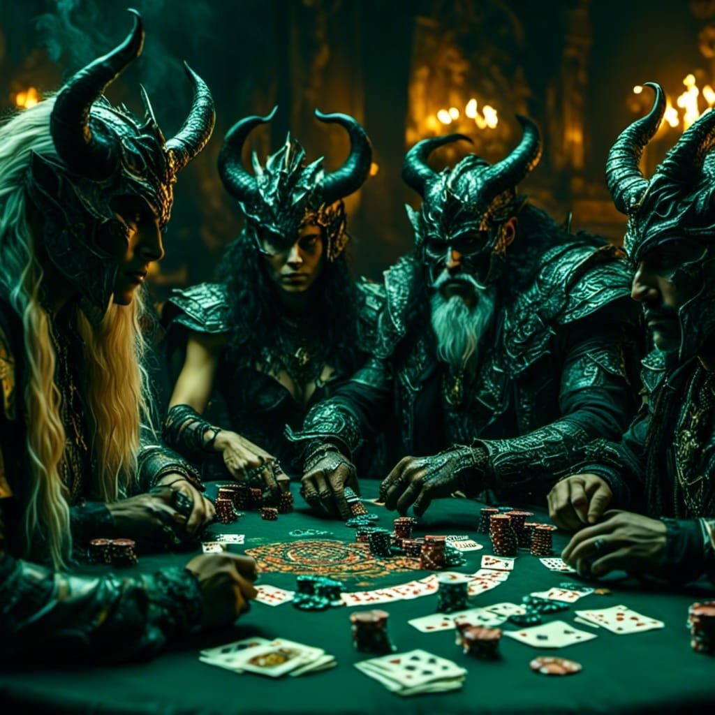 Poker with Demons - AI Generated Artwork - NightCafe Creator