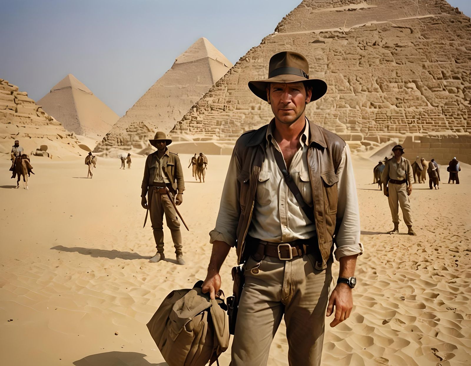 Indiana Jones (Young Harrison ford) standing in the sands, in front of ...