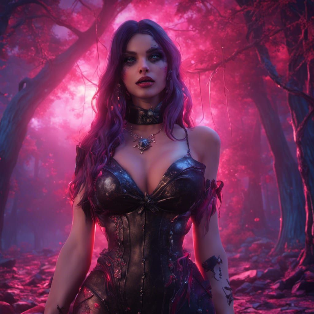 Magenta vampiress - AI Generated Artwork - NightCafe Creator