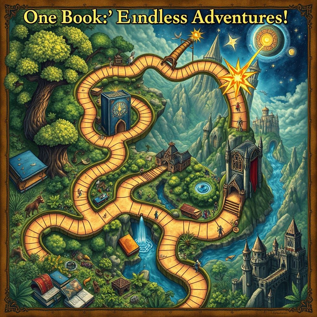 Fantasy Map of Endless Adventures in Vibrant Color... - AI Art
