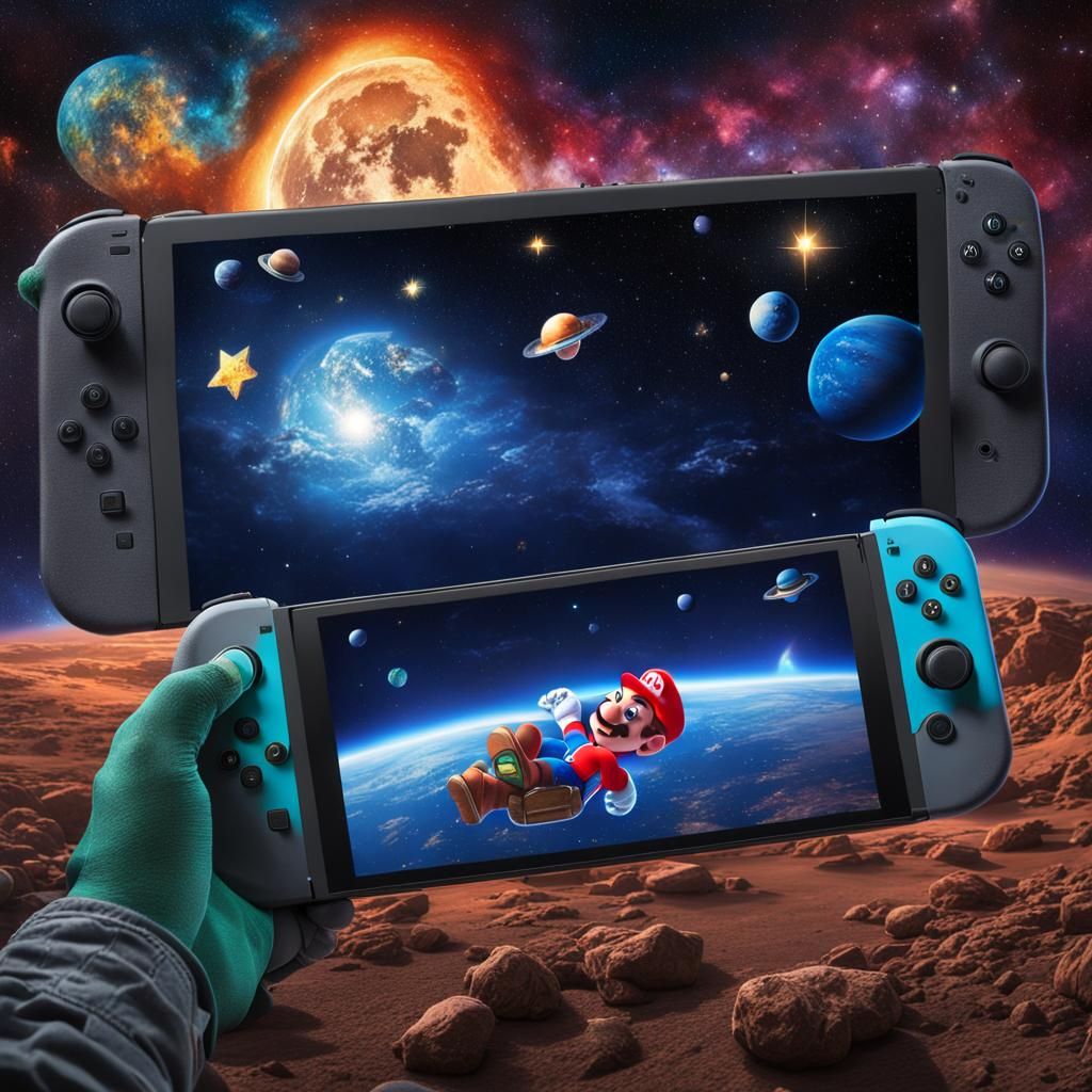 Photograph, Hyperrealistic, Super Mario laying down playing his ...