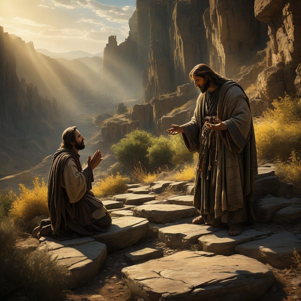 Jesus Blesses Peter in Elegant Renaissance Style - AI Art