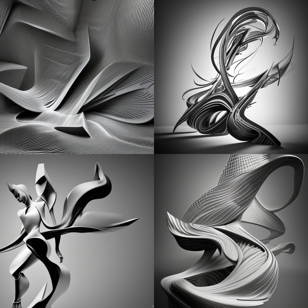 a black and white picture of some type of graffiti, 3 d sculpture ...