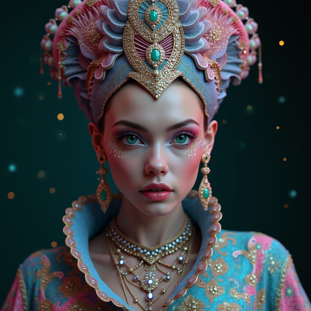 Hyperrealistic Portrait of an Elegant Cyberpunk Wo... - AI Art