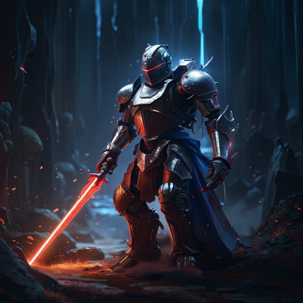 Robot Knight With the Laser Trinity Sword - AI Generated Artwork ...