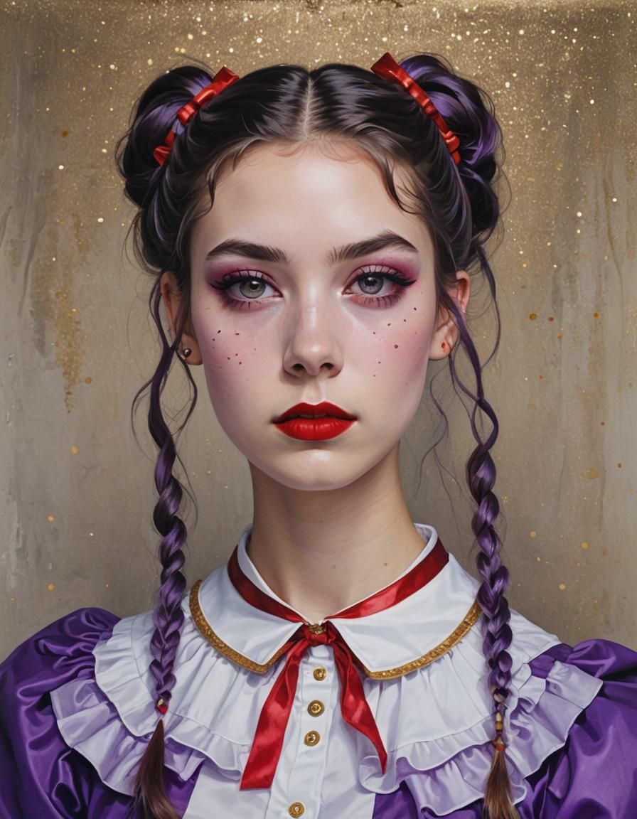 Girl with Purple Pigtails - AI Generated Artwork - NightCafe Creator