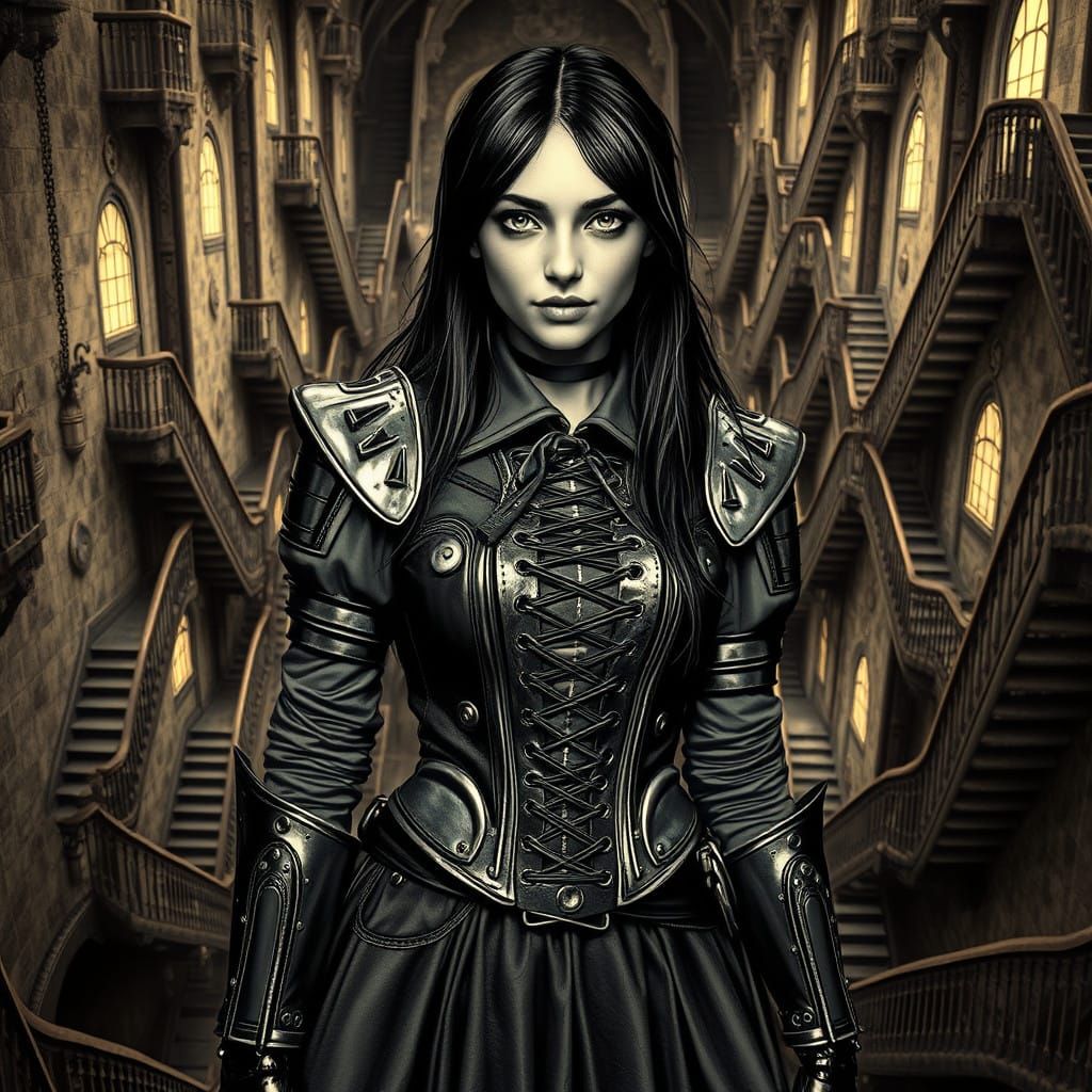 Victorian Asylum Labyrinth in Escher Style with Al... - AI Art