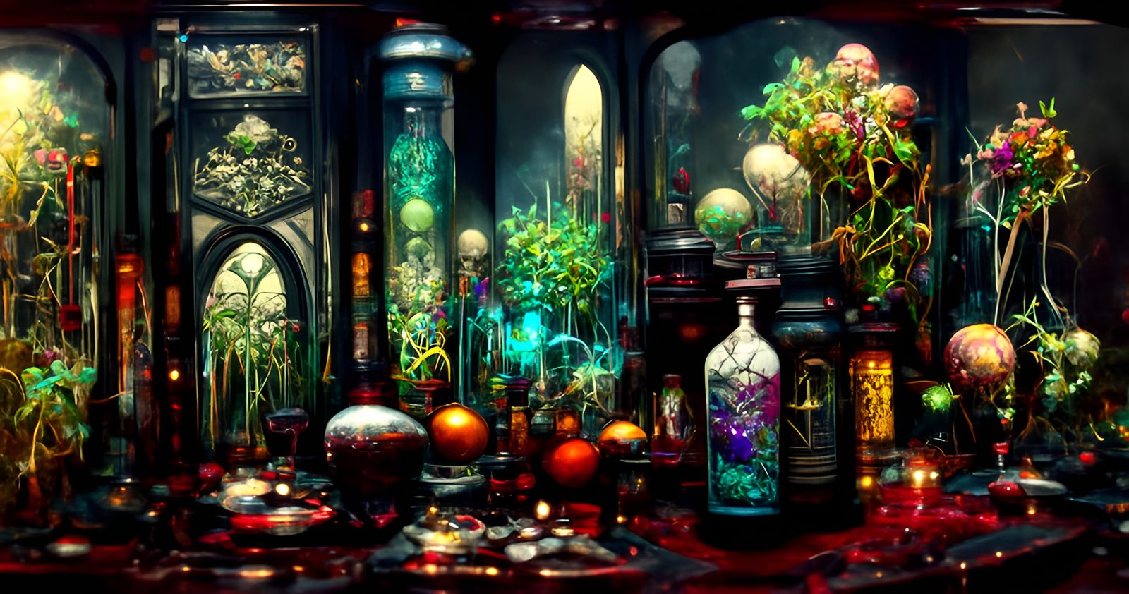 Overgrown apothecary - AI Generated Artwork - NightCafe Creator