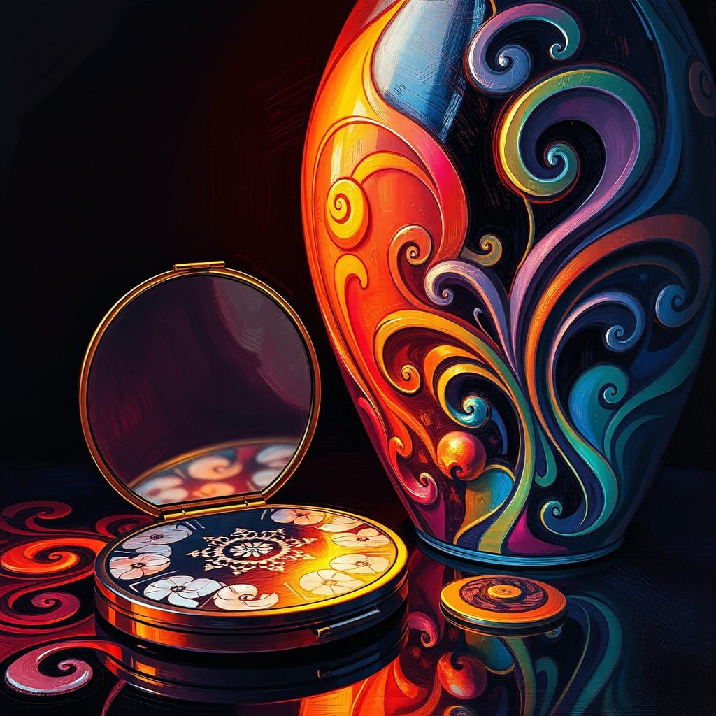 Cubist Patterns on Vintage Art Deco Objects in Neo... - AI Art