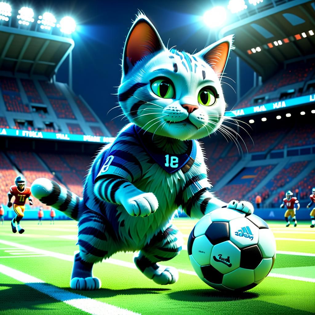 Cat playing football - AI Generated Artwork - NightCafe Creator