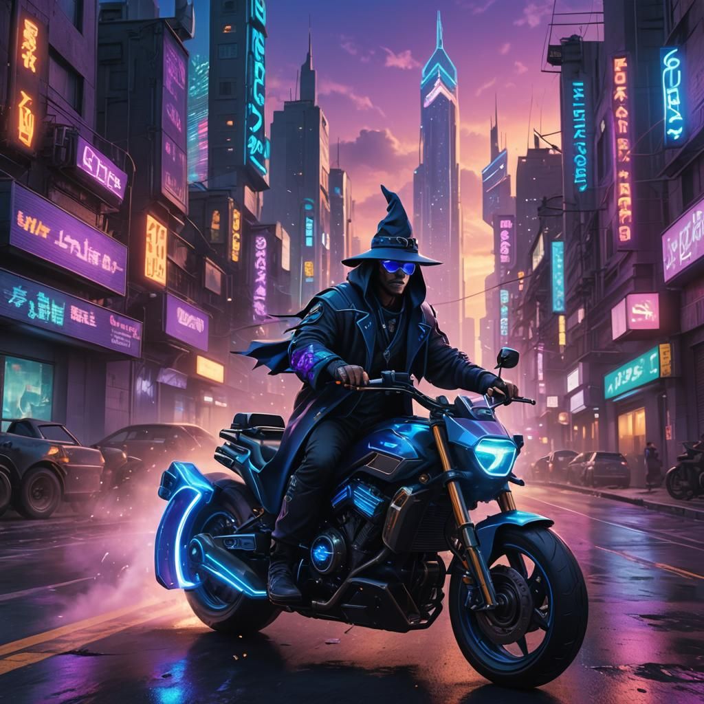 Wizard On A Motorcycle - AI Generated Artwork - NightCafe Creator