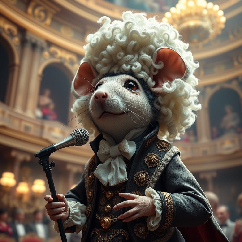 Mouse Opera Singer in 18th Century Style - AI Art