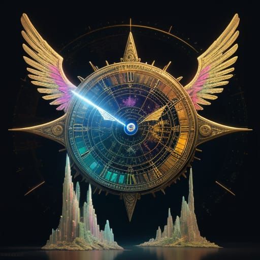 Time bending with sun dial between old and new angel with detailed ...