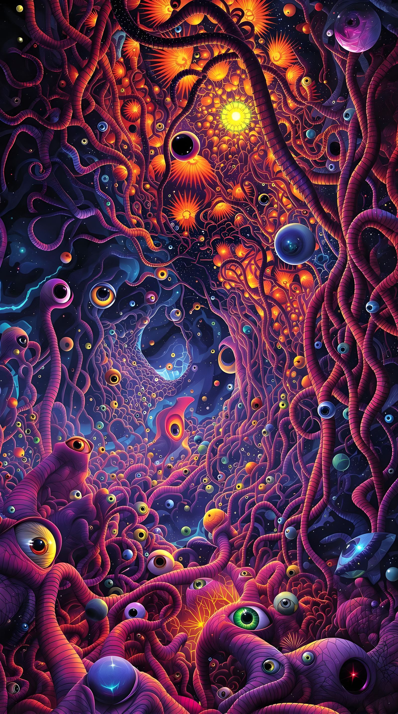 Psychedelic Demiurge's Fire: A Surreal Optical Meg... - AI Art