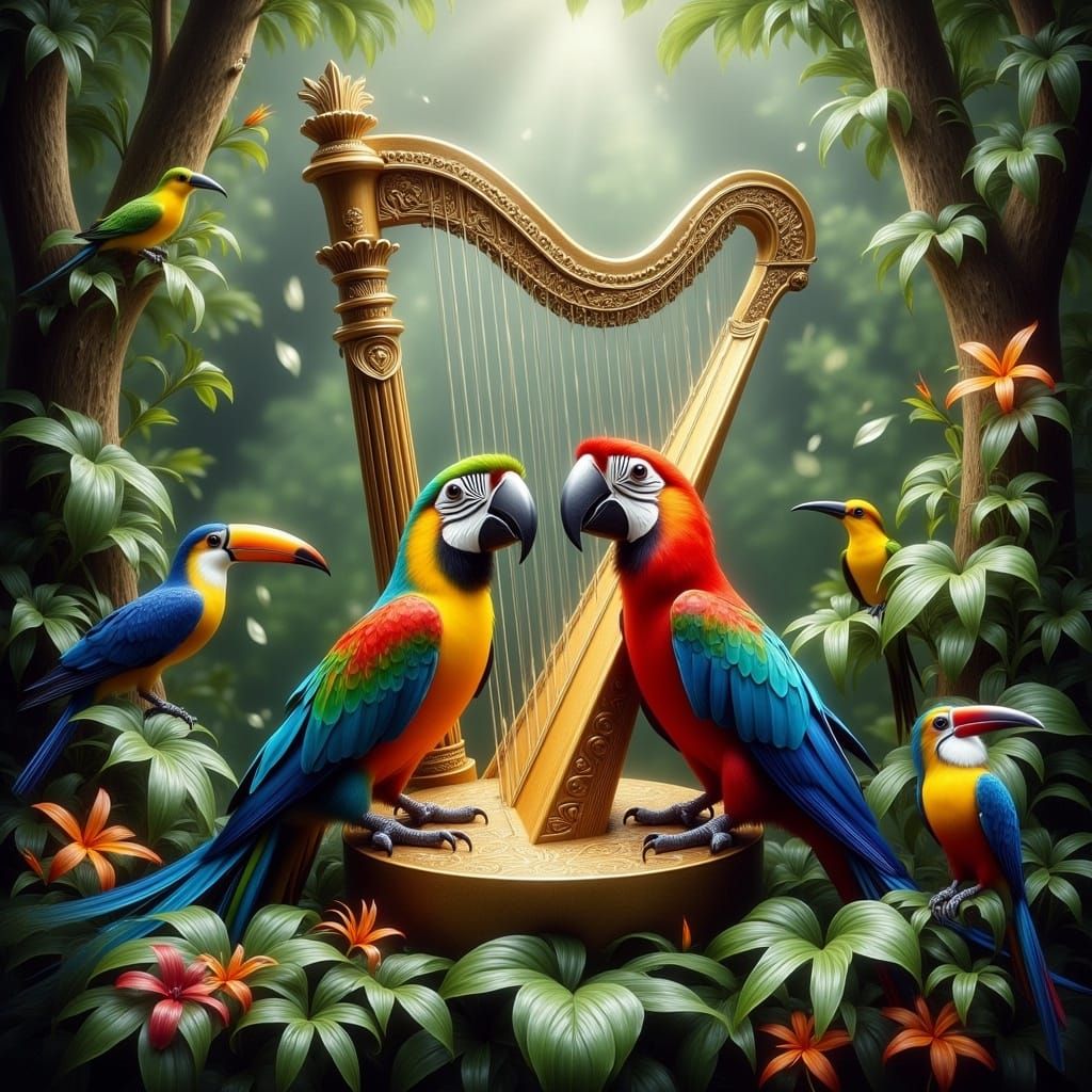 Parrots have always excelled at playing the harp.