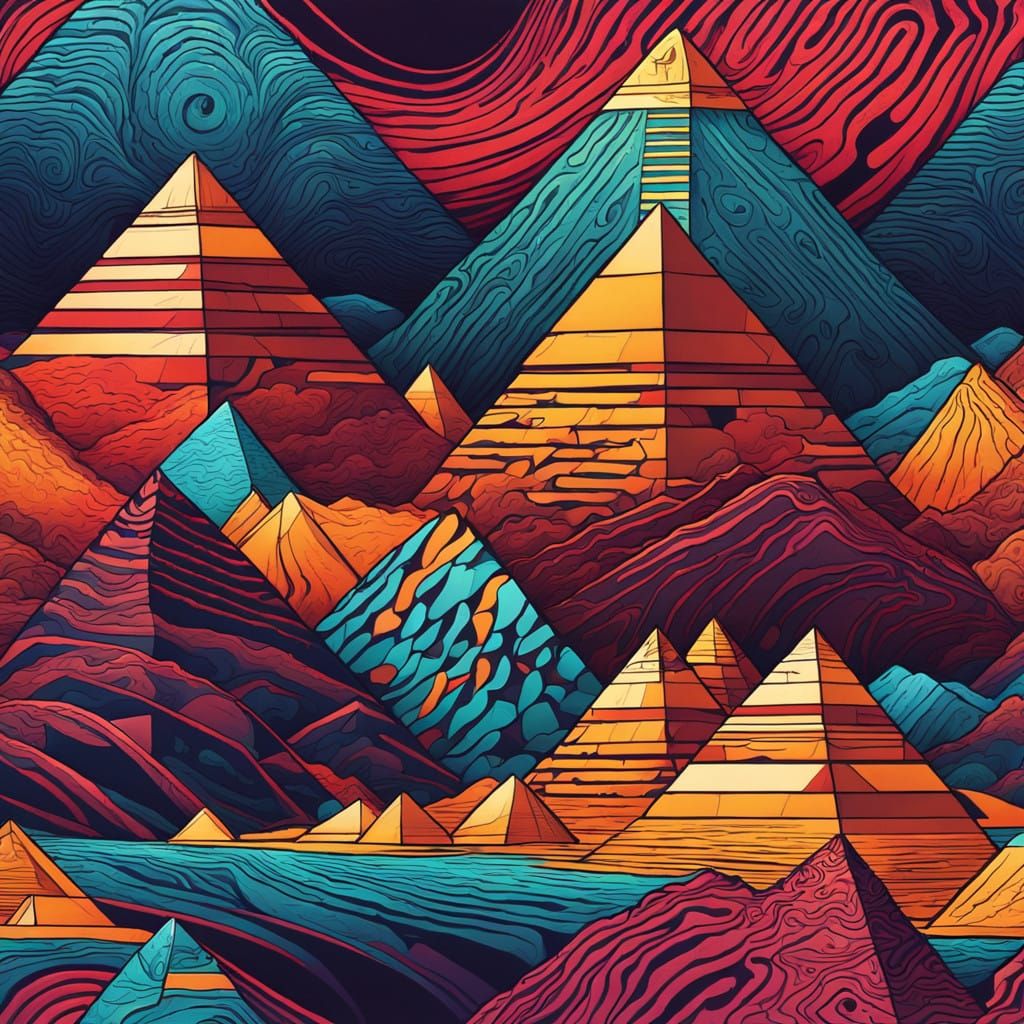 EGYTIAN PYRAMIDS - Fractal Pyramids in Vibrant, 3D Style