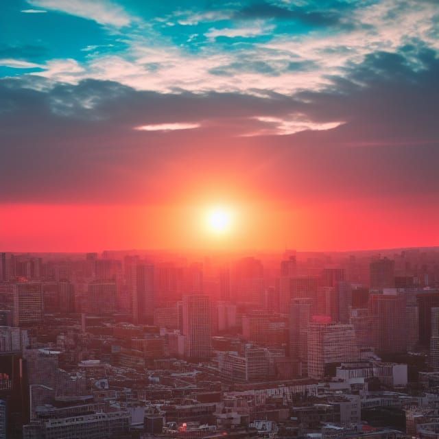 Cyber Sunset - AI Generated Artwork - NightCafe Creator