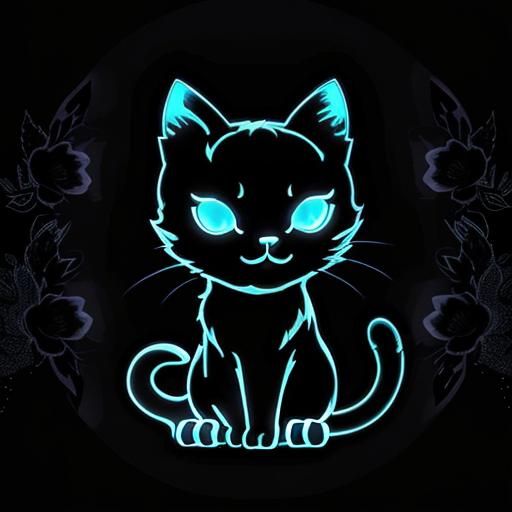 Adorable cute Bioluminescent chibi ghost cat, adorable ghostly cat semi ...